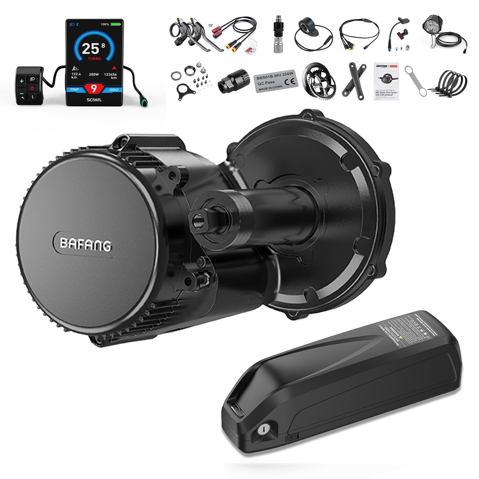 Bafang 48V 750W BBS02B Can Mid-Drive Ebike Motor Kit with 48V16Ah ...