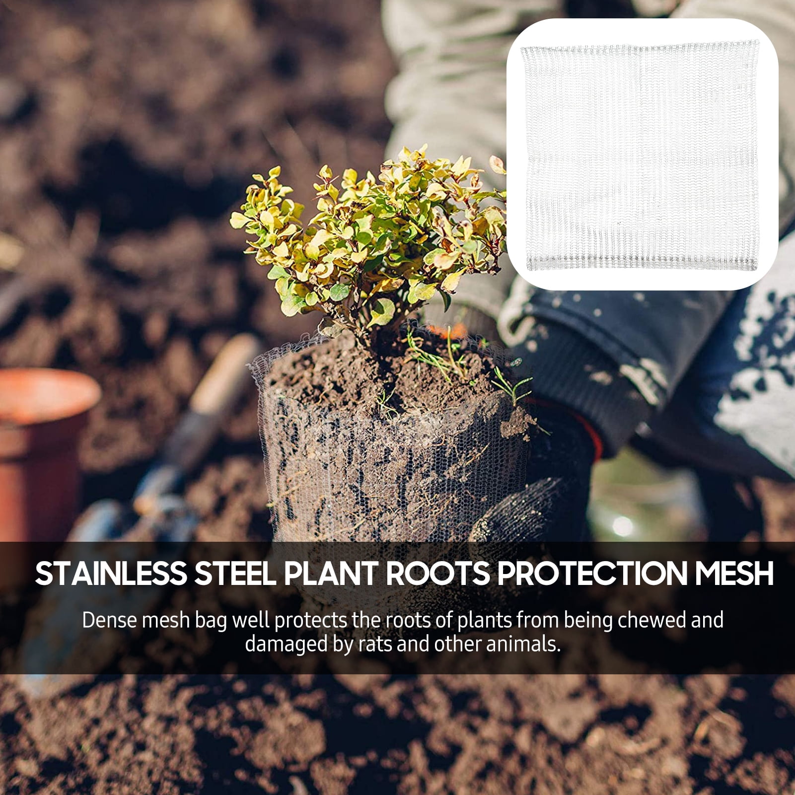 Bag 6 PCS Plant Root Guard Basket Stainless Steel Mesh Bag Plant Wire ...