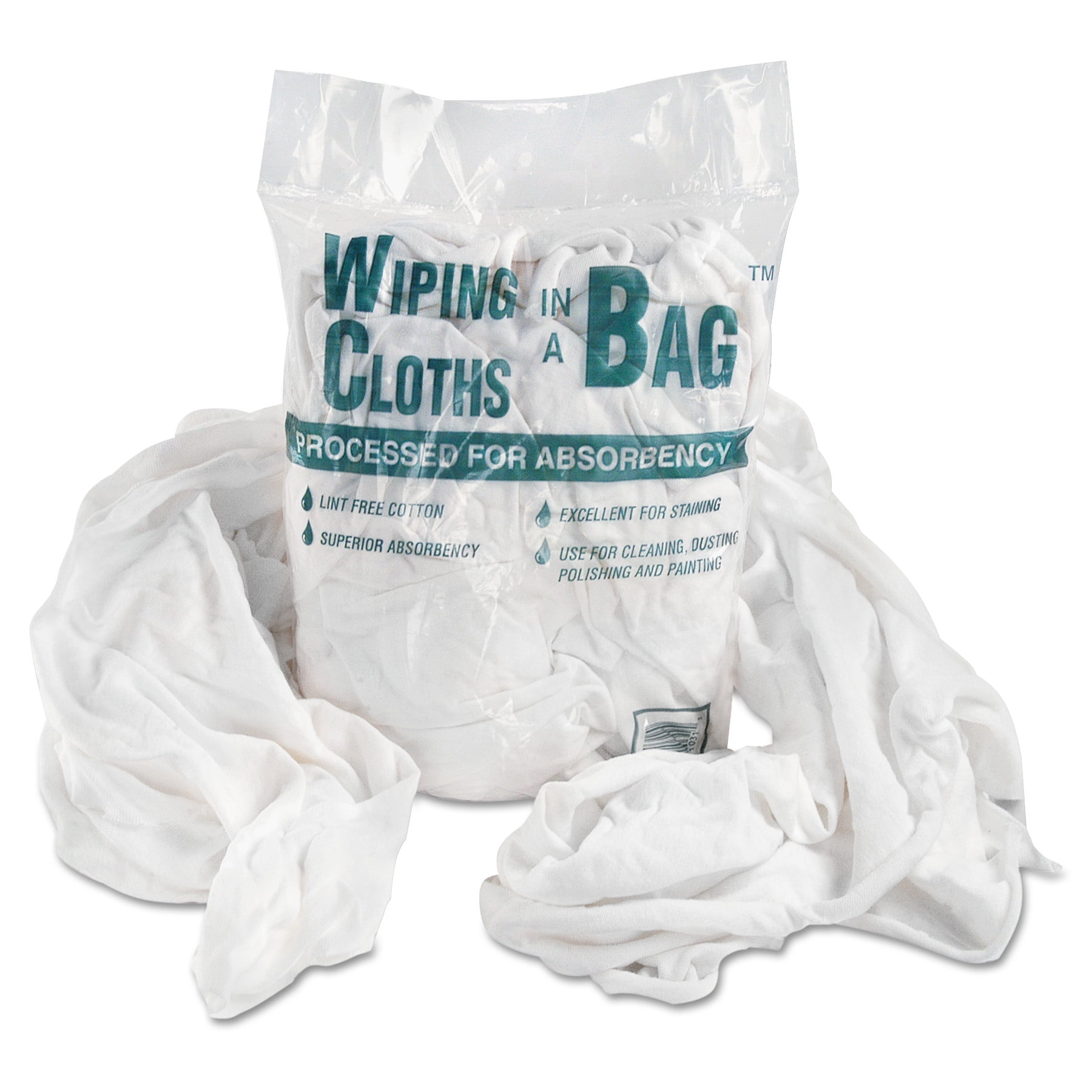 Bag-A-Rags Reusable Wiping Cloths, Cotton, White, 1lb Pack | Bundle of ...