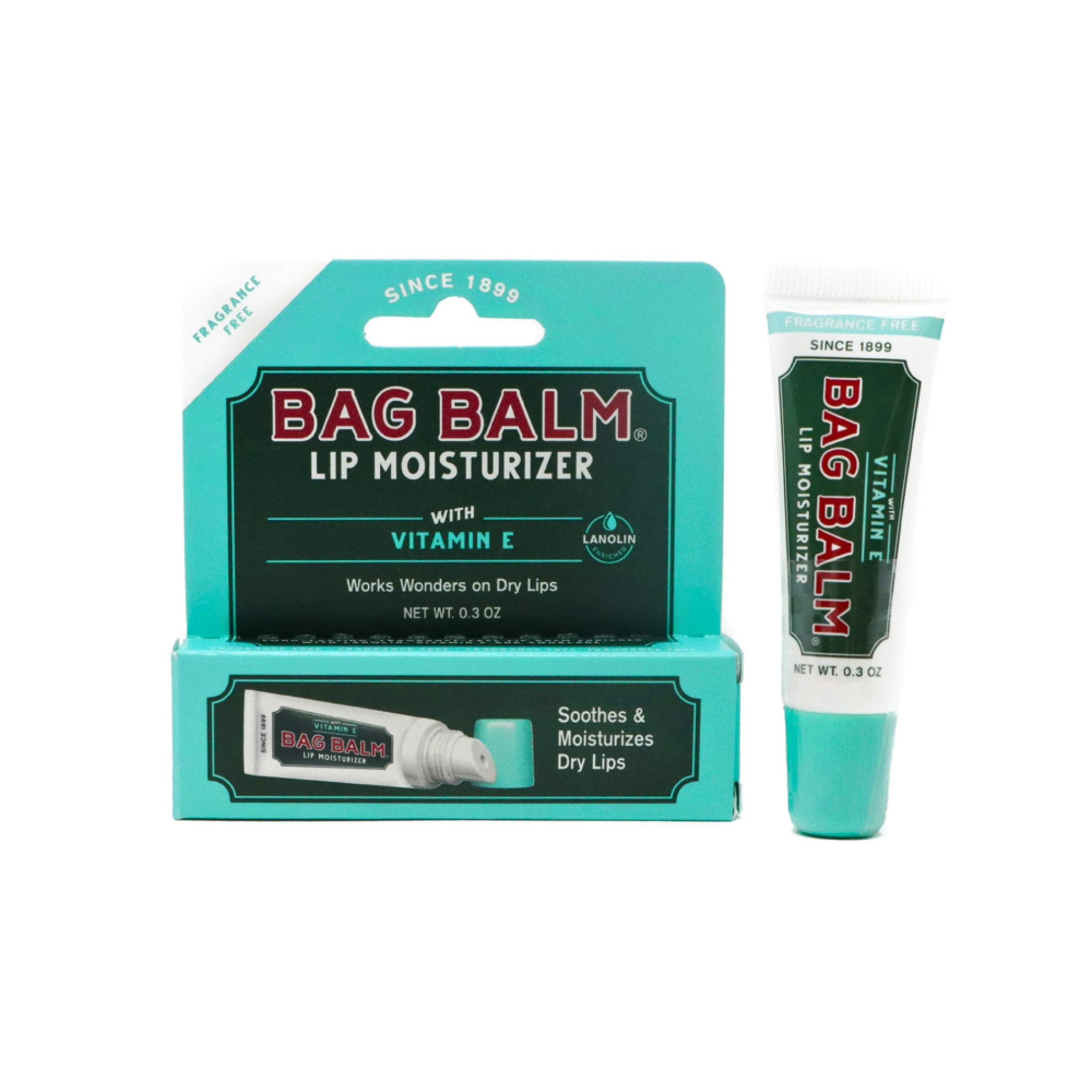 Bag Balm Lip Moisturizer, Vitamin E, Lanolin, Squalane, 0.3oz, Chapped ...