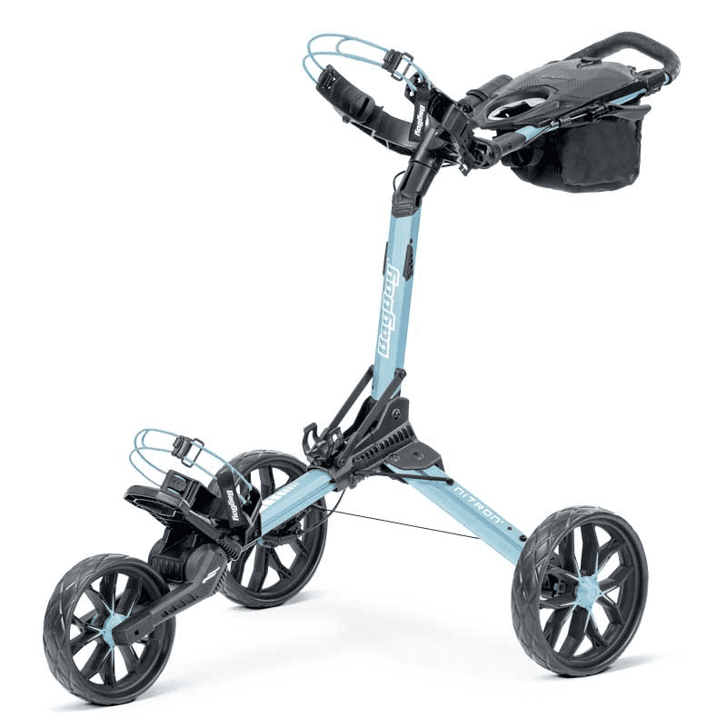 Bag Boy Golf Nitron Auto-Open Push Cart Ice Blue/White - Walmart.com