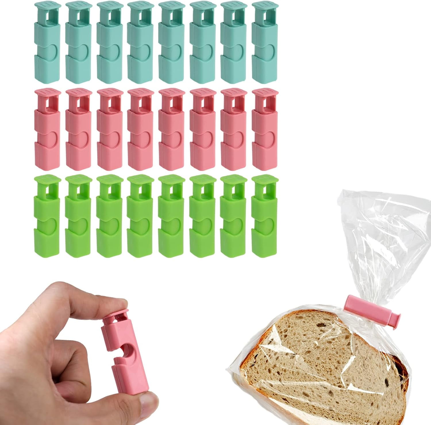 Bag Clips 24 Packs Bread Bags Clips Squeeze Clips Squeeze & Lock Clip ...