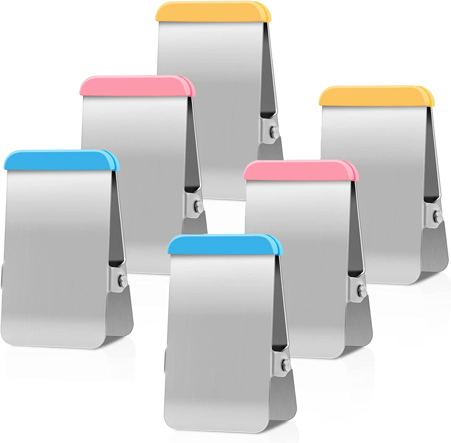 Bag Clips for Food, 6 Pack Metal Chip Clips with Colored Silicone ...