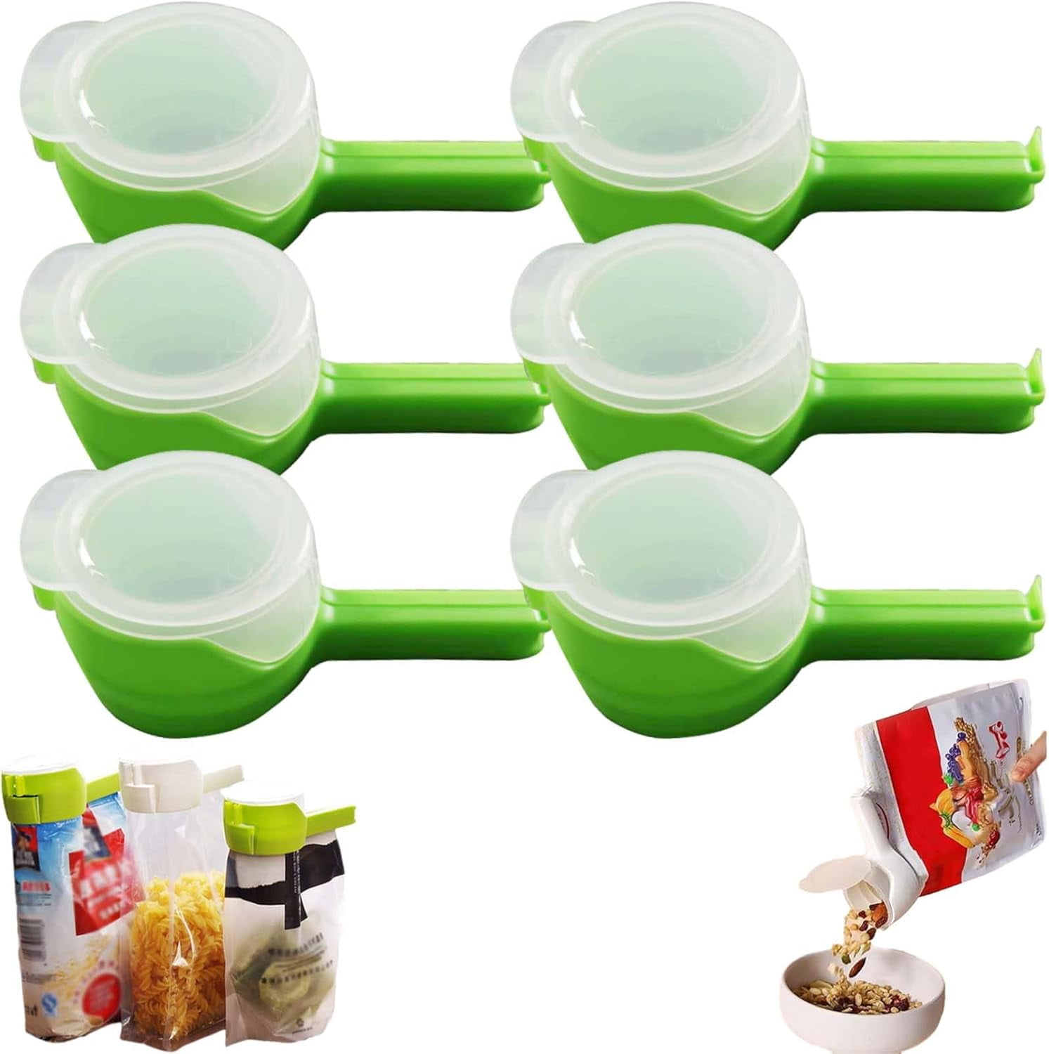 Bag Clips with Pour Spout, Snack Clips That Pour, Seal and Pour Bag ...