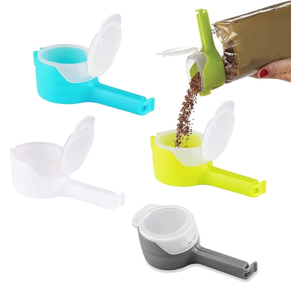 Bag Clips for Food Set - 4pk Food Clips to Seal Pour Food Storage Bag ...