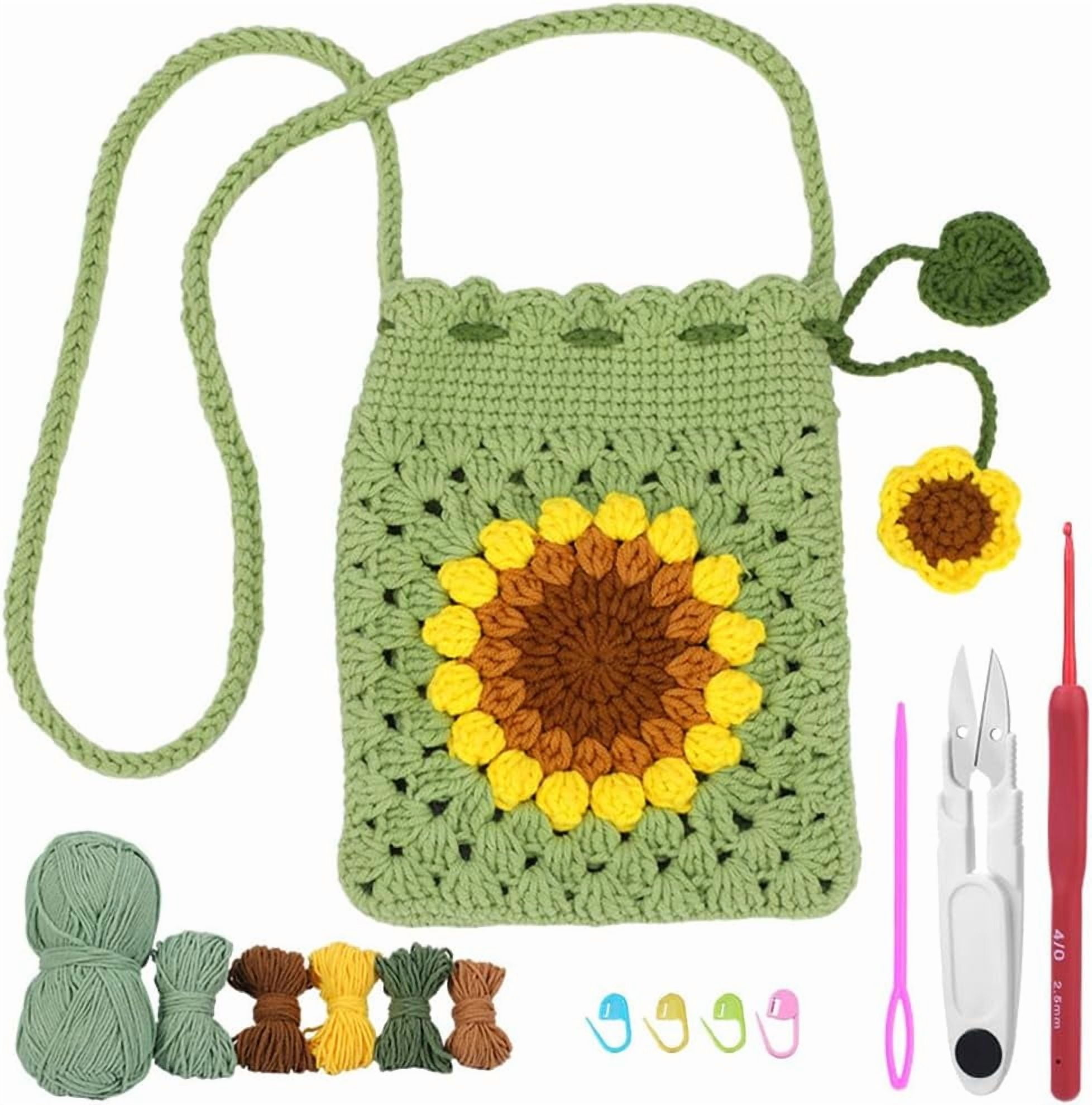 Bag DIY Crochet Kit Complete Beginner Crochet Kits Sunflower Crocheting ...