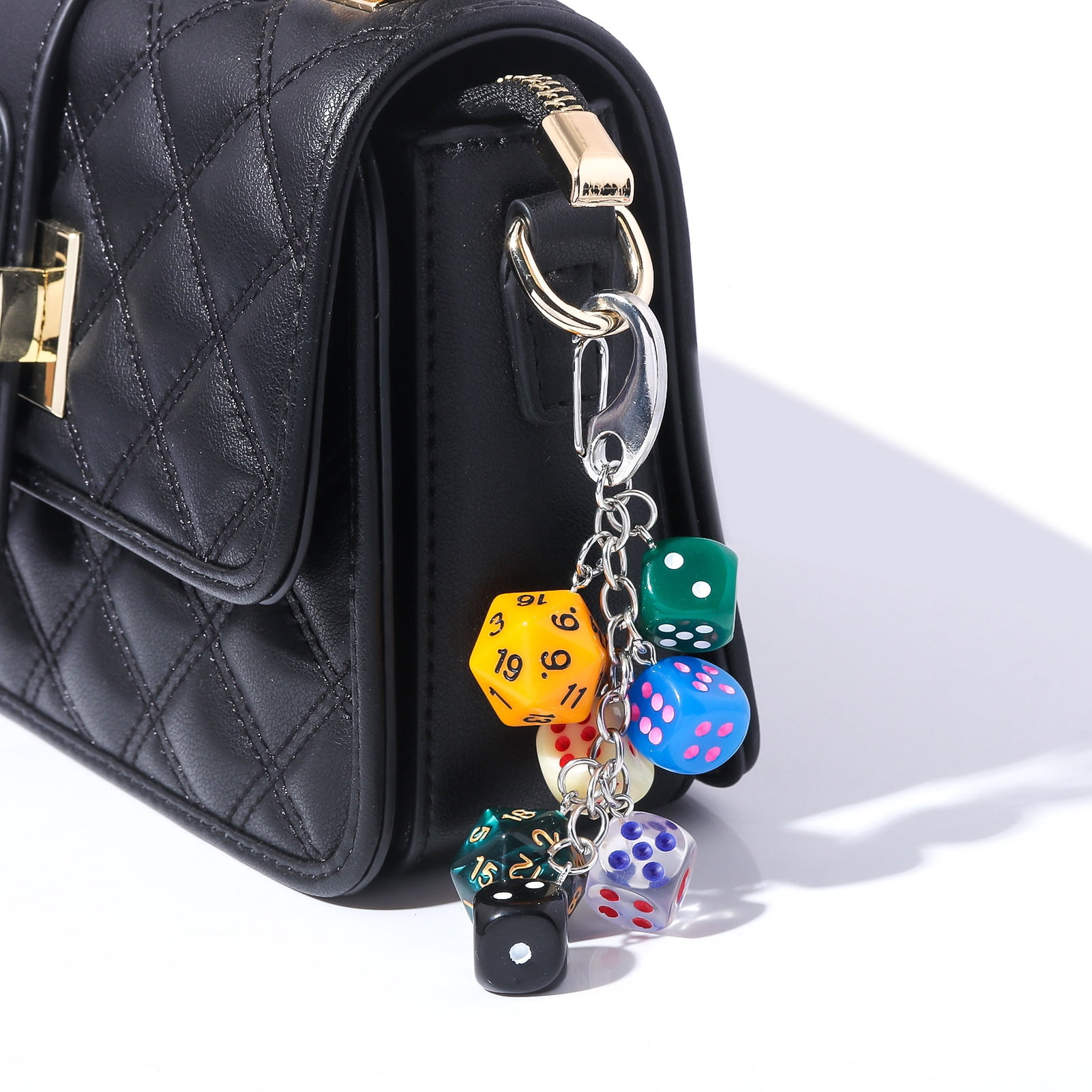 Bag Keychain Irregular Shape Dice Design Daily Use Keyring Pendant ...