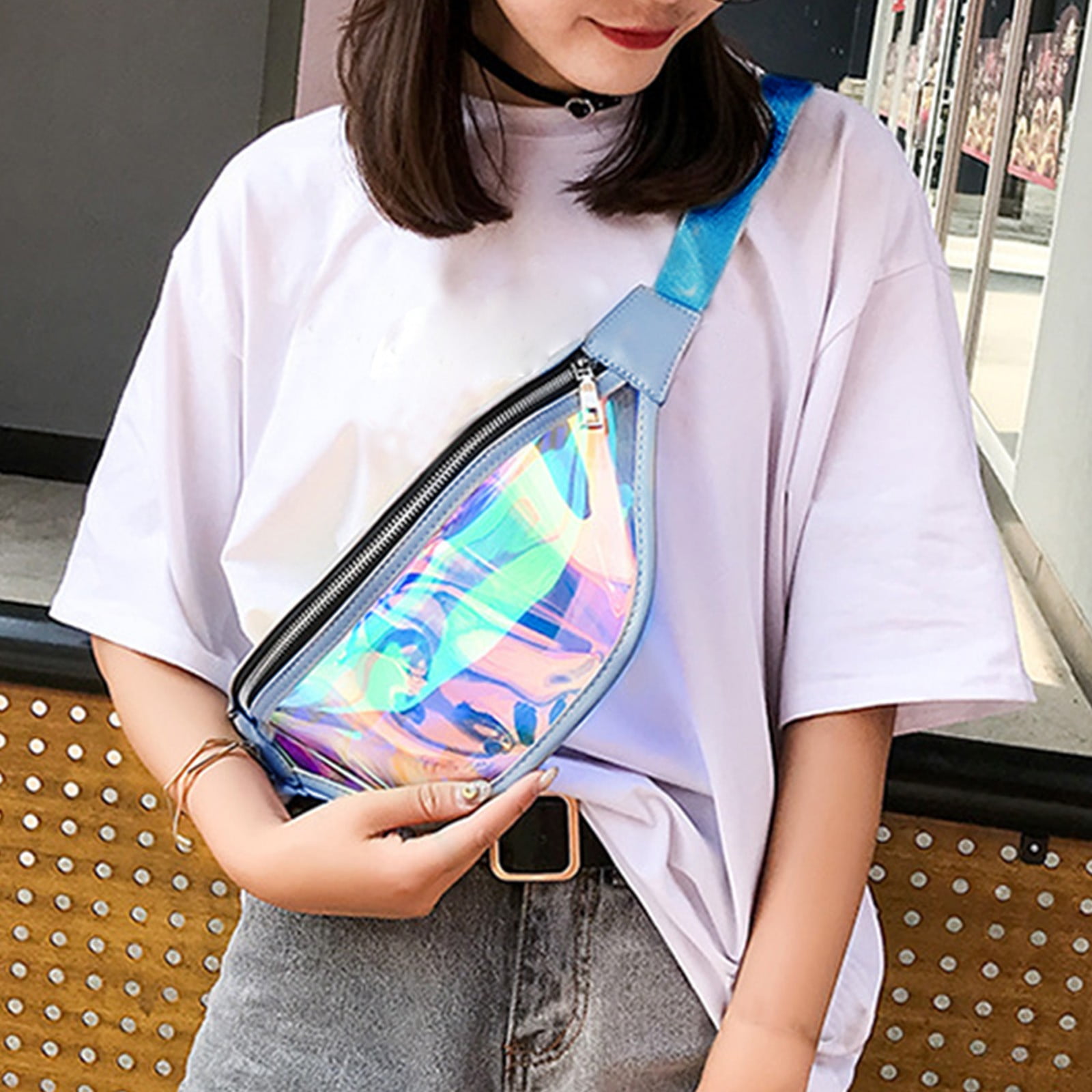 Bag One Shoulder Colorful Waist Bag Transparent Bag Versatile Fashion ...