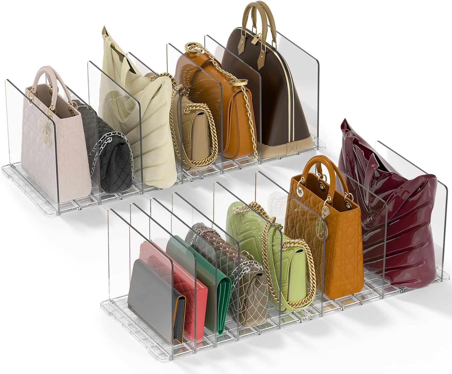 Bag & Purse Organizer for Closet: 4-Pack Adjustable Clear Handbag ...