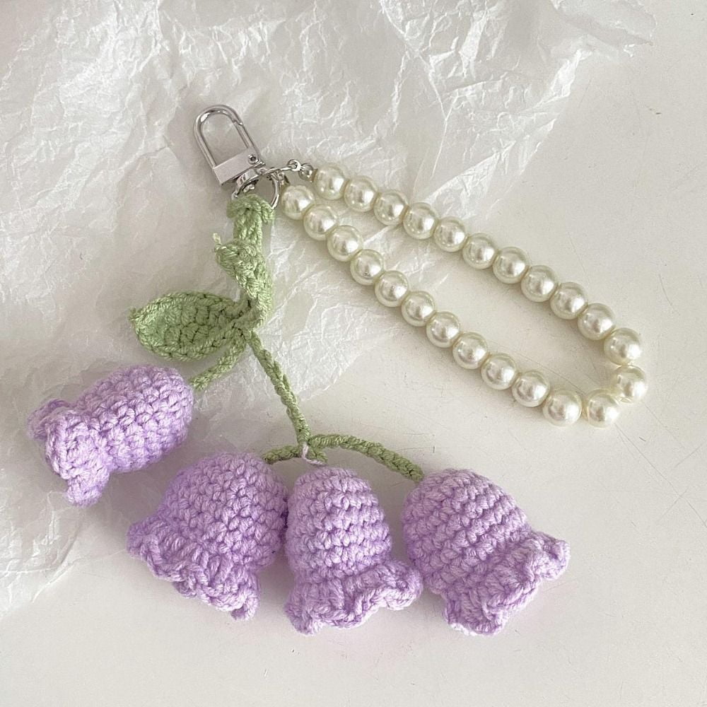 Bag Quality Wool Crocheted Bag Pendant Pearl Chain Key Chain Knitted ...