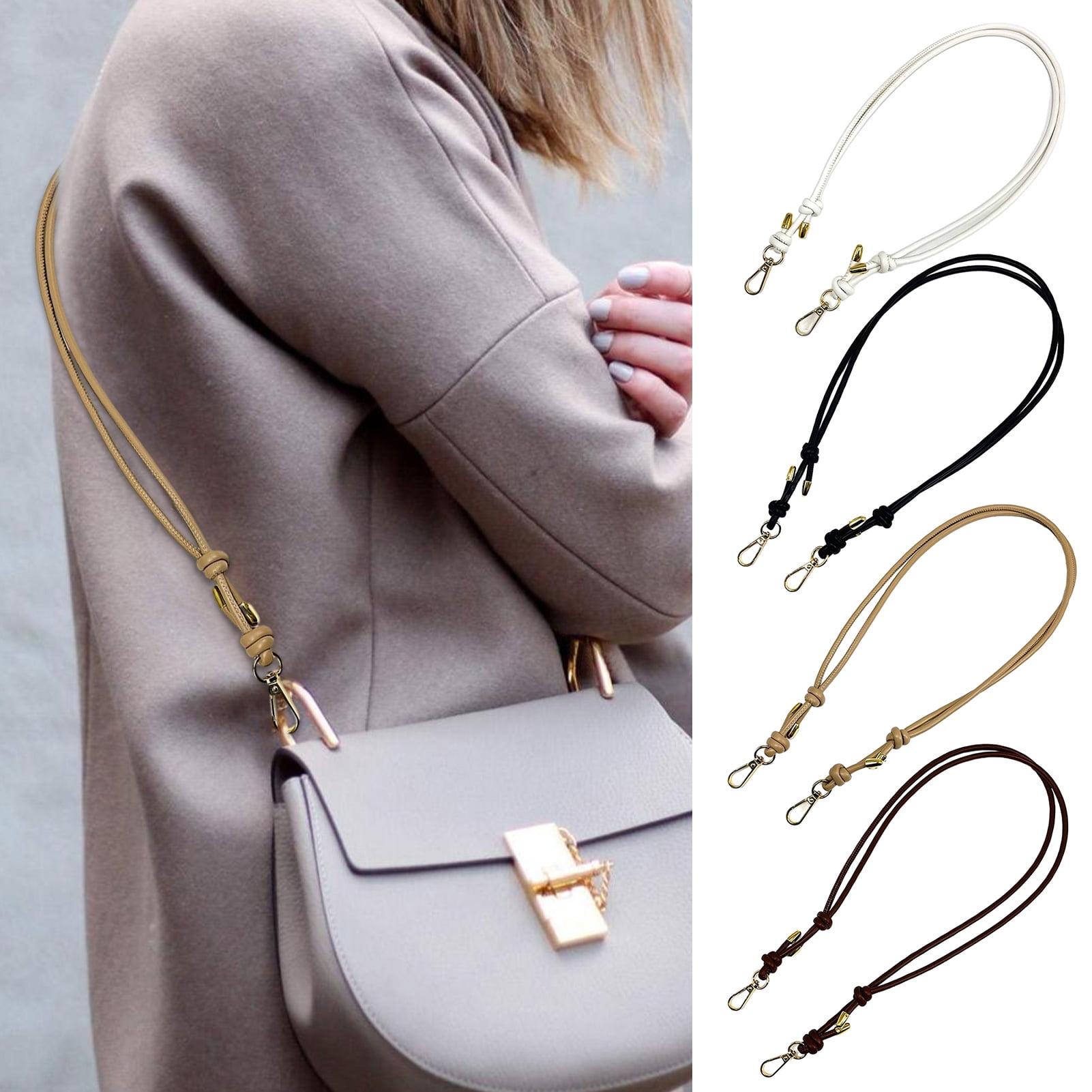 Bag Shoulder Strap Faux Leather Dual Strand Multi-colors Snap Hook Clip ...