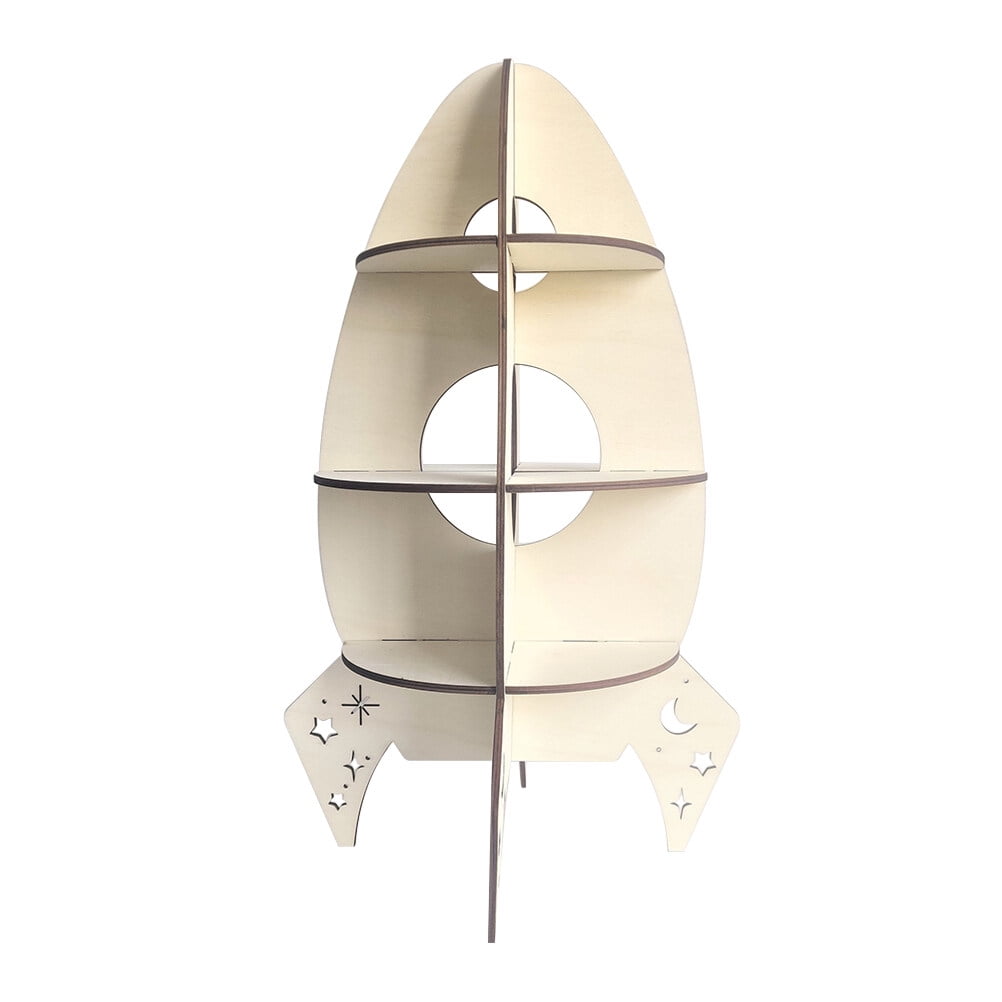 Raindrops Storage Wooden Rocket Shelf Beige 1Pcs 19.7X9.8X9.8in ...