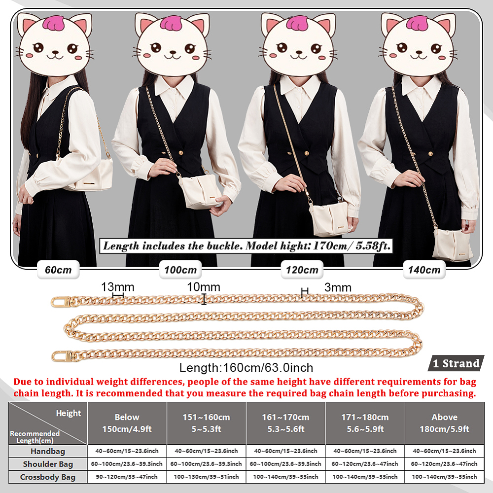 Bag Strap Chains Iron Curb Link Chains with Swivel Lobster Claw Clasps ...