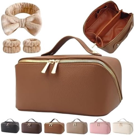 Bag, Travel Toiletry Bag for Women, Large Capacity PU Leather Bags Make ...