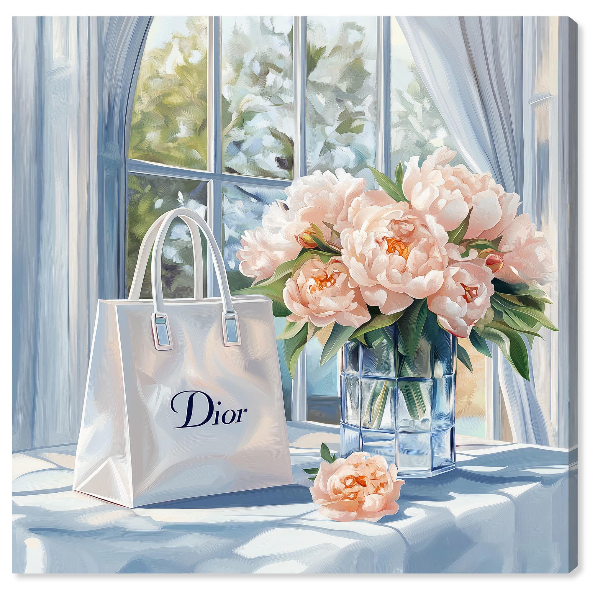 Bag and Peonies Canvas Glam Art Prints by Art Remedy, Gallery Wrapped ...