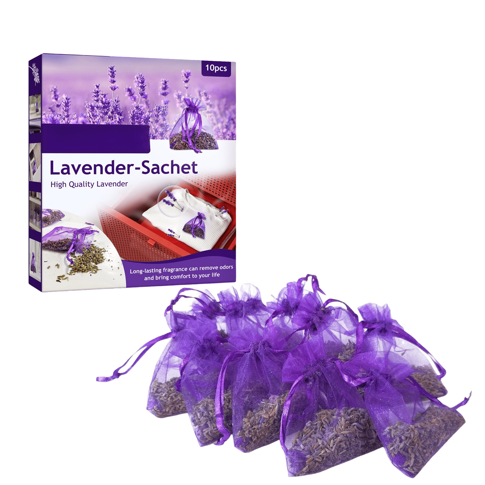 Bag of 10 Dried Lavender Flower Sachets – Natural Lavender Sachets for ...