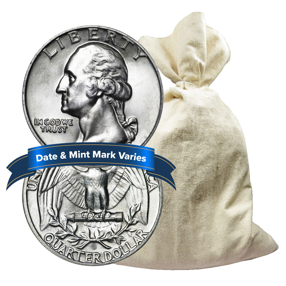 Bag of 400 - $100 Face Value 90% Silver Washington Quarters BU ...
