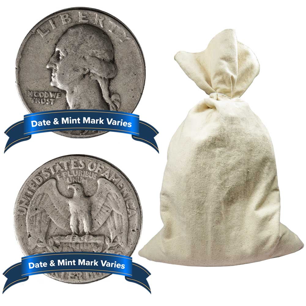 Bag of 400 - $100 Face Value Full Dates 90% Silver Washington Quarters ...