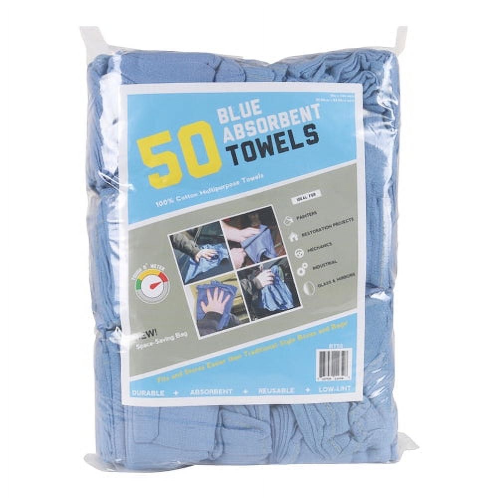 Bag of 50 Cotton Blue Huck Towels 14 x 24, Multi-Purpose Cleaning ...
