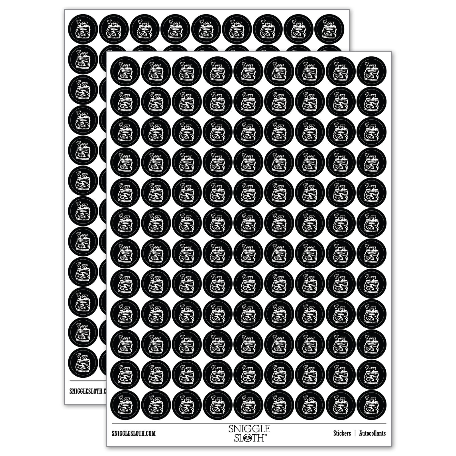 Bag of Tortilla Chips Crisps 200+ Round Stickers - Black - Matte Finish ...