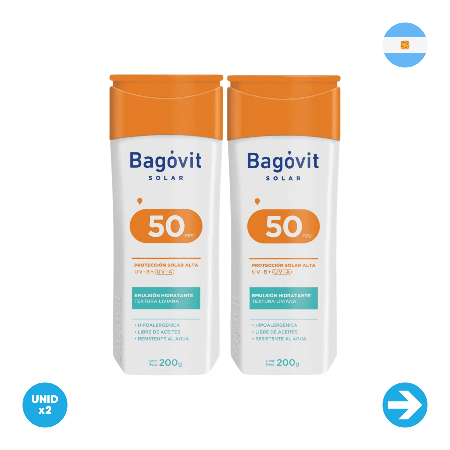 Bagóvit Sunscreen - FPS 50 Moisturizing Body and Face Emulsion - 200gr ...