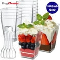 BagDream 100 Pack 5 oz Plastic Mini Dessert Cups with Spoons Disposable ...