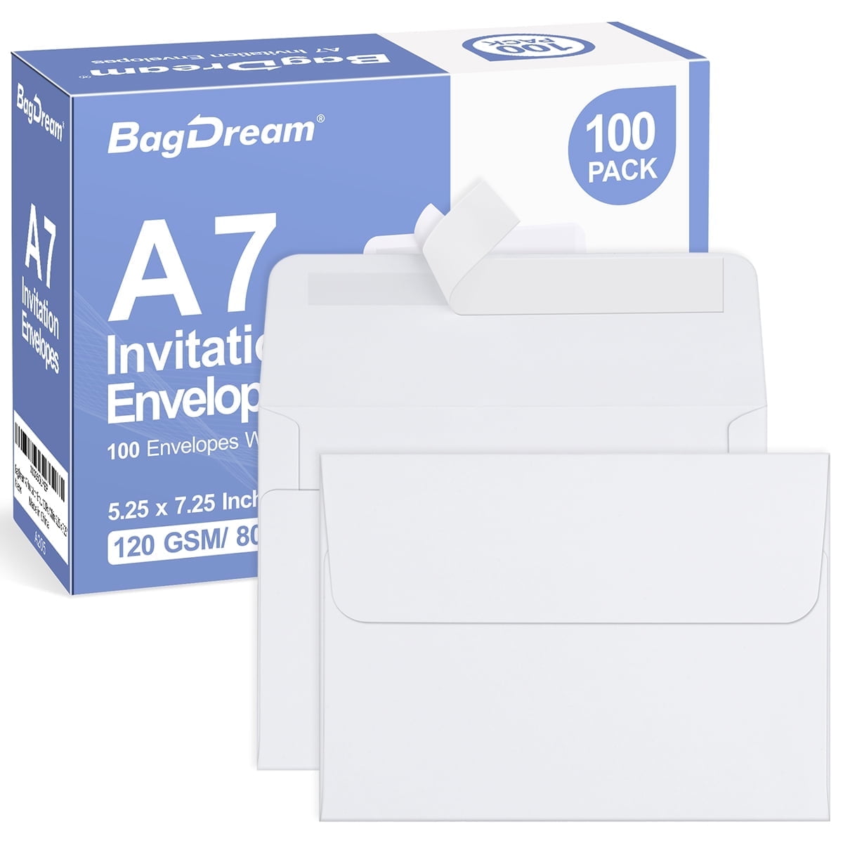 BagDream Bulk Pack 5x7 Self-Stick Envelopes, White A7 Printable for ...