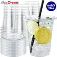 BagDream 100 Sets Single Use 12oz ToGo Clear Plastic Cups with Lids ...