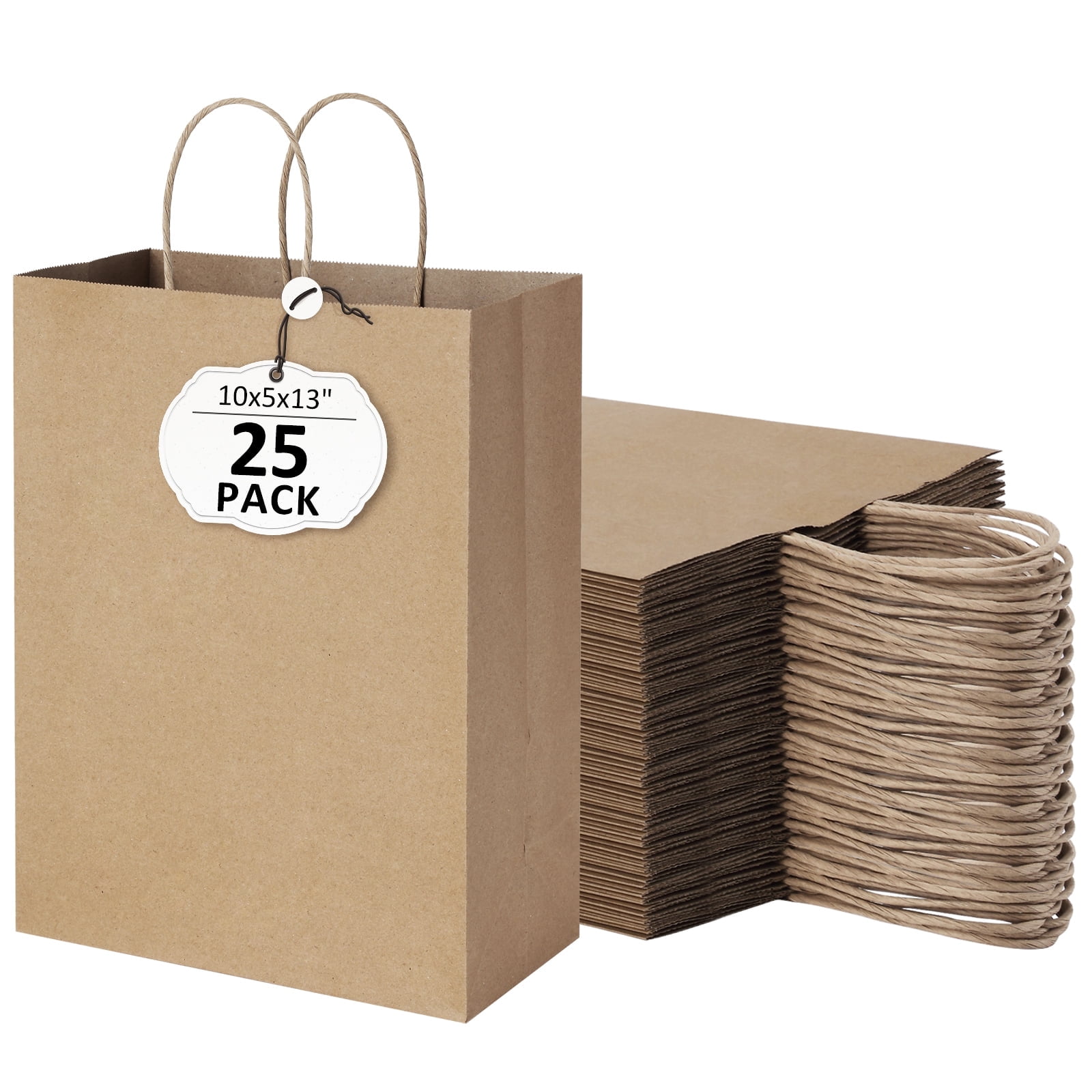 BagDream Recyclable Paper Bags 10x5x13 25Pcs Brown Kraft Paper Gift ...