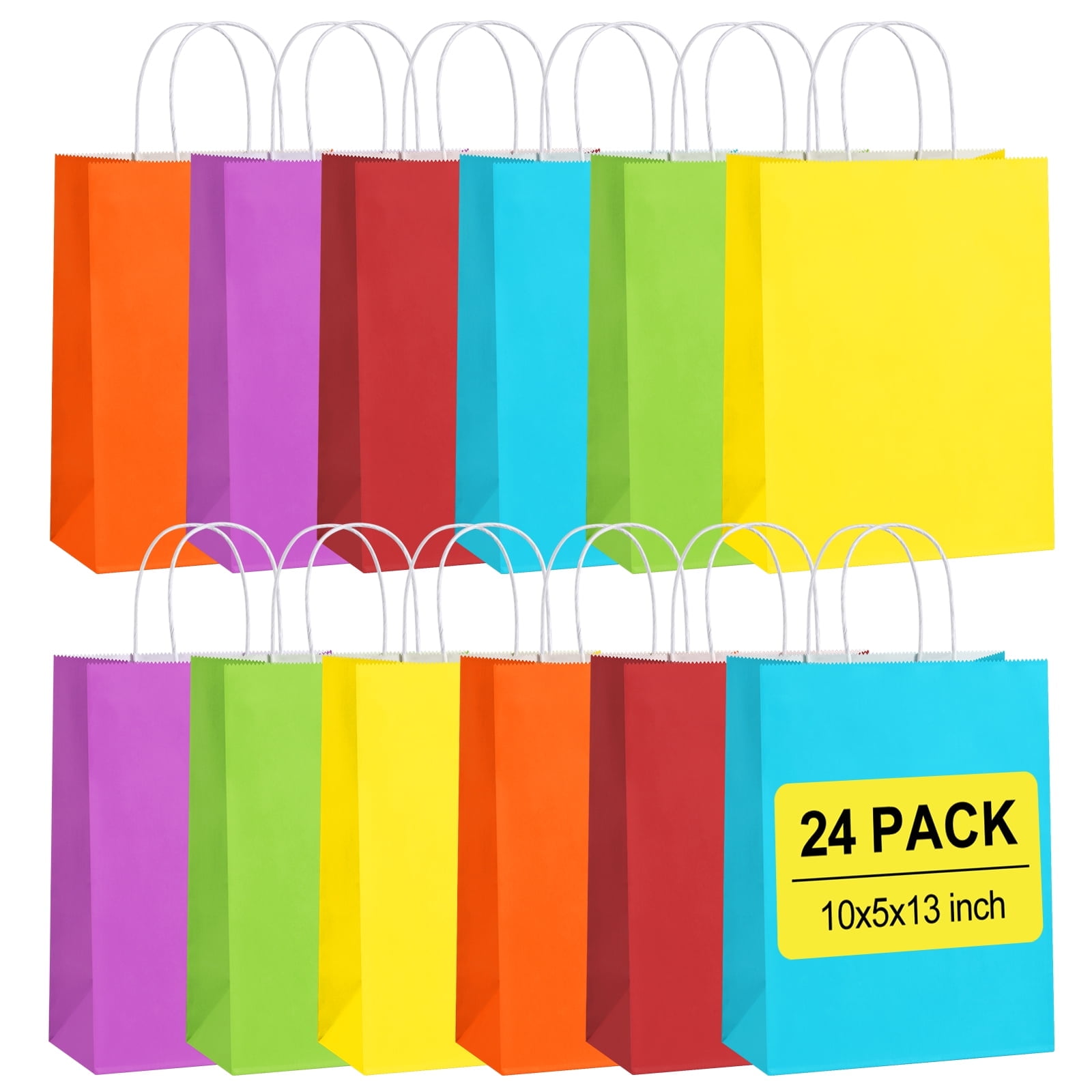 BagDream Medium Colorful Bulk Kraft Paper Party Favor Bags, 24 Pieces ...