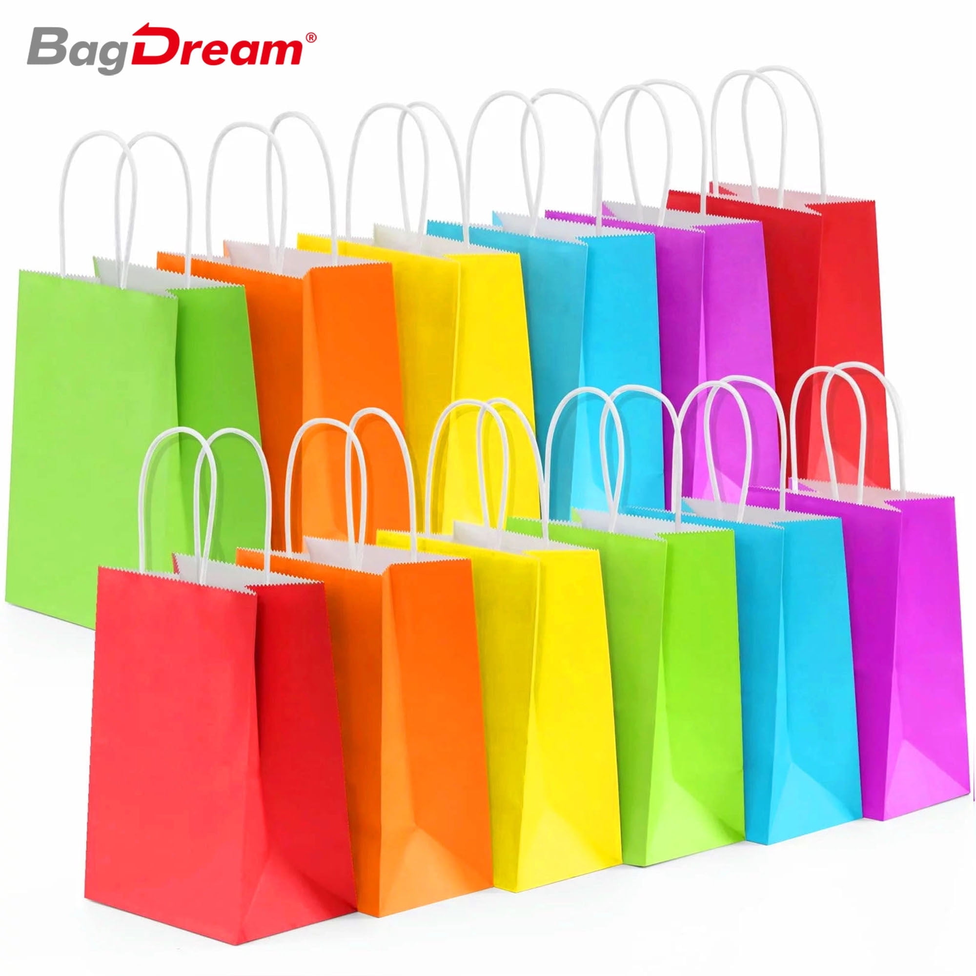 BagDream Colorful 24pcs Rainbow Goodie Bags, Kraft Paper Party Favor ...