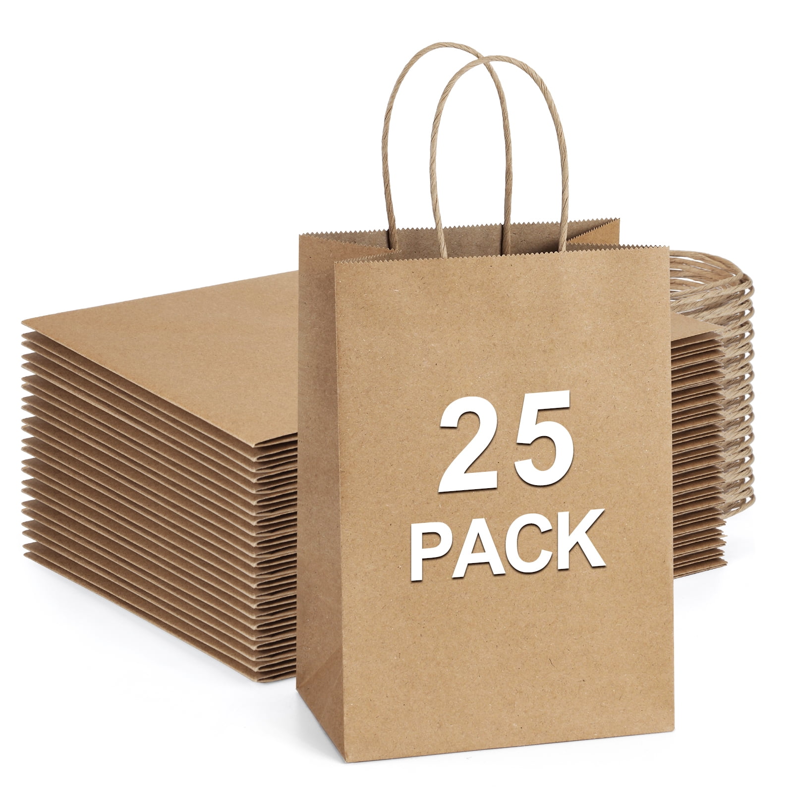 BagDream 25 Pack Brown Kraft Paper Bags with Handles, 5.25x3.75x8 ...