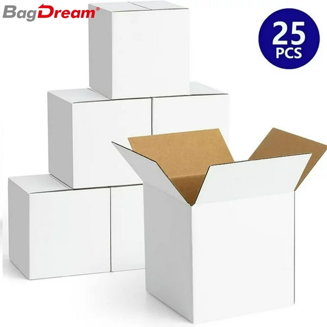 BagDream 4x4x4 Inches White Corrugated Cardboard Shipping Boxes, Pack ...