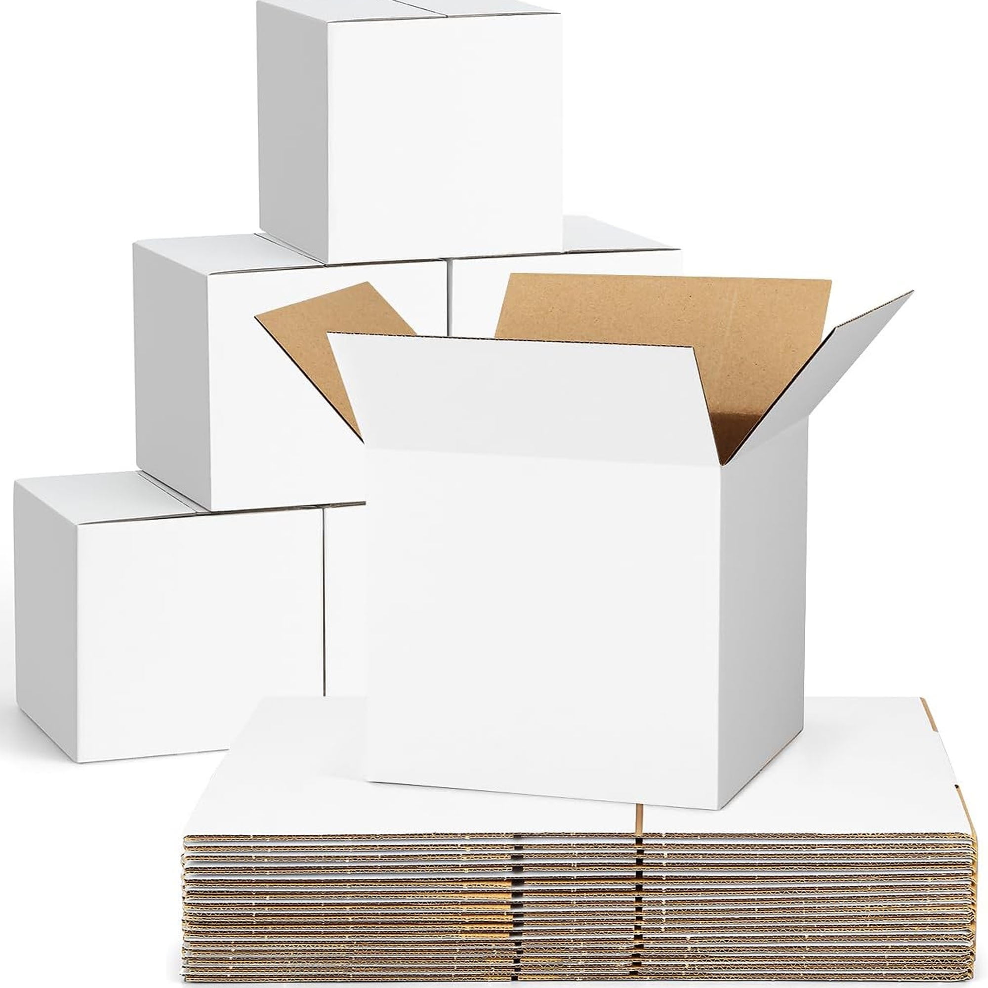 BagDream 4x4x4 Inches White Corrugated Cardboard Shipping Boxes, Pack ...