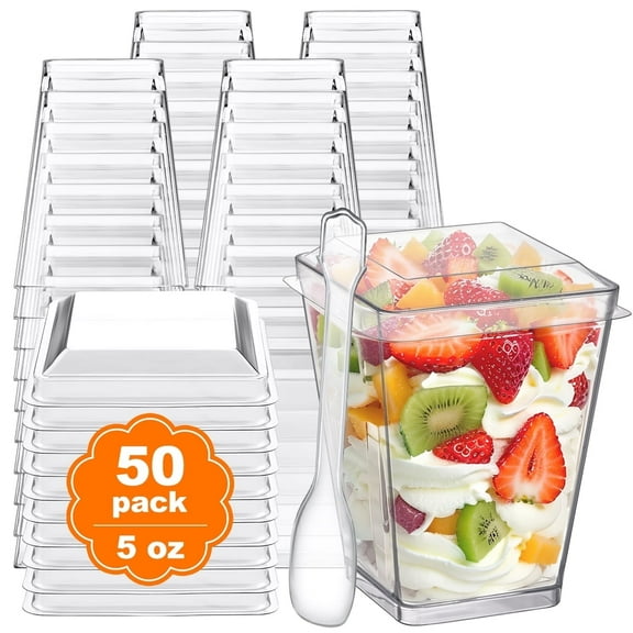 5 Oz Dessert Cups With Lids And Spoons Clear Yogurt Cups With Lids Mini ...