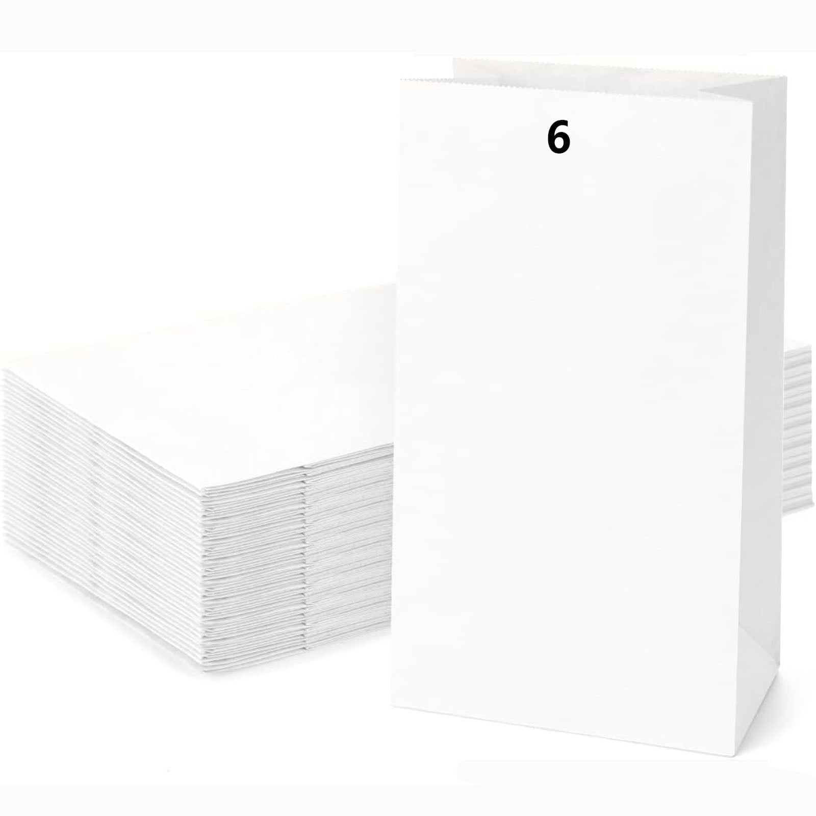 BagDream 50Pcs White Kraft Paper Lunch Bags, 6lb Small Grocery Sacks ...