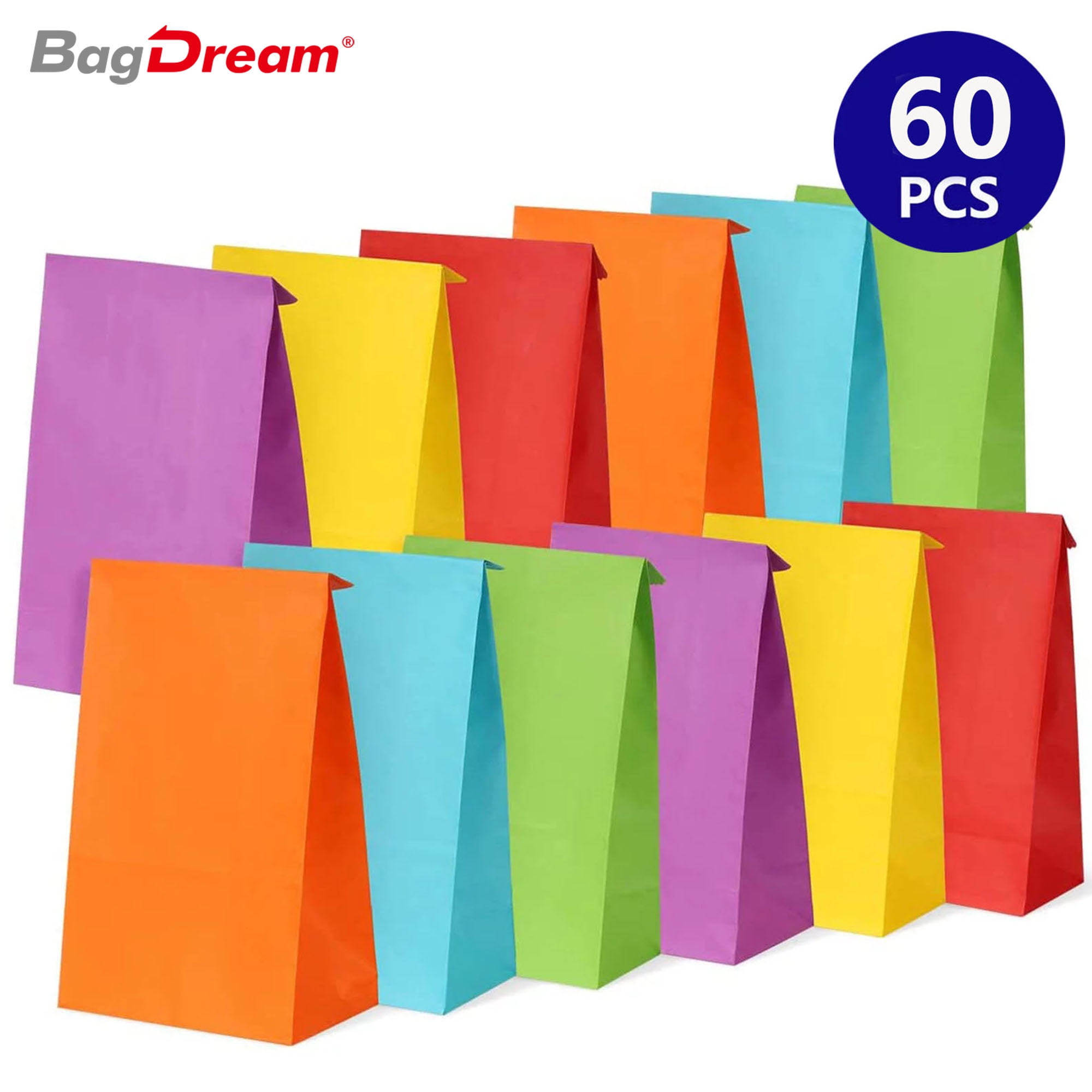 BagDream 60 Pack Assorted Color Small Paper Favor Bags 5x2.95x9.45 ...