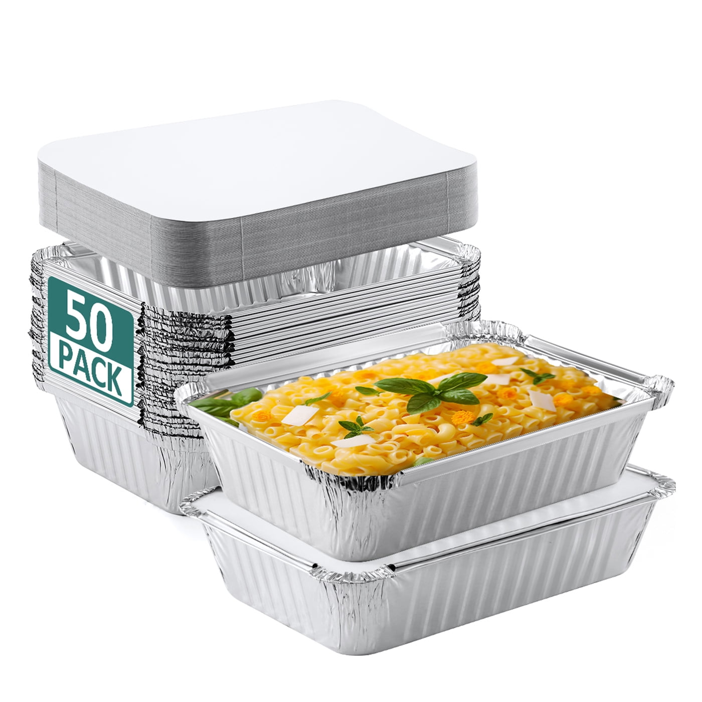BagDream 8x6" Aluminum Loaf Pans with Lids, 50 Pack Foil Food ...