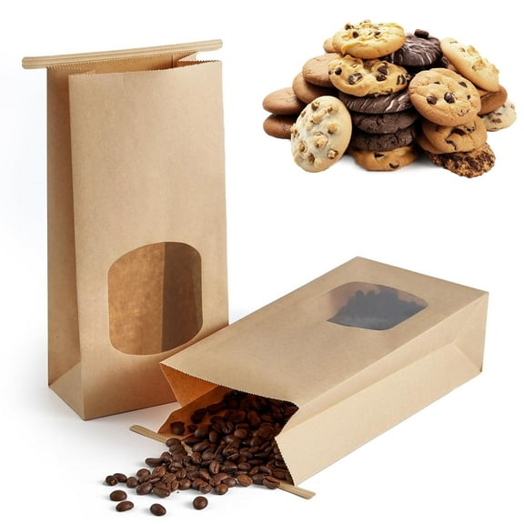 Bakery Bags with Window 100pcs 4.5x2.36x9.6 Inches Window Tin Tie Tab ...