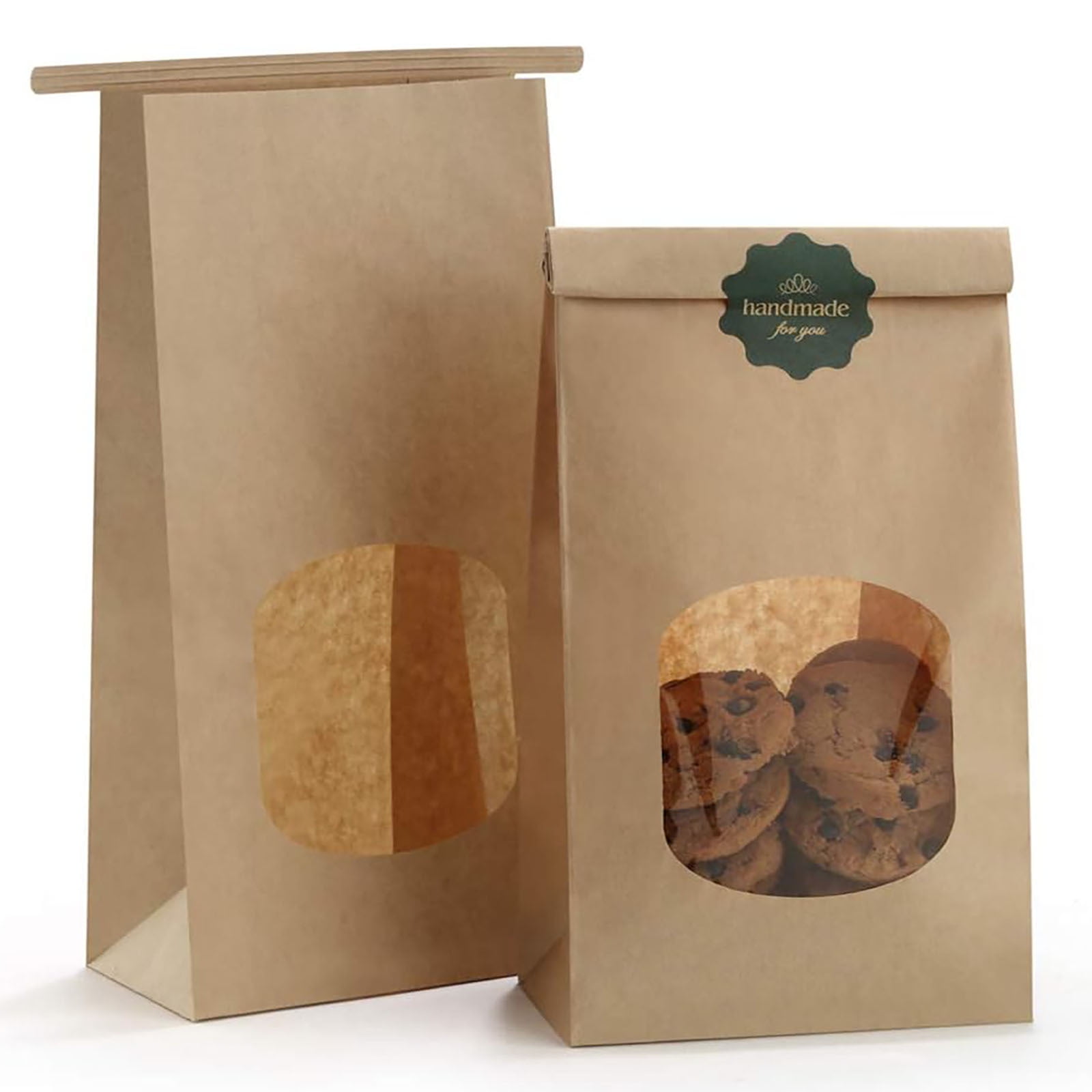 BagDream Bakery Bags with Window 50Pcs 4.5x2.36x9.6 inches Small Paper ...