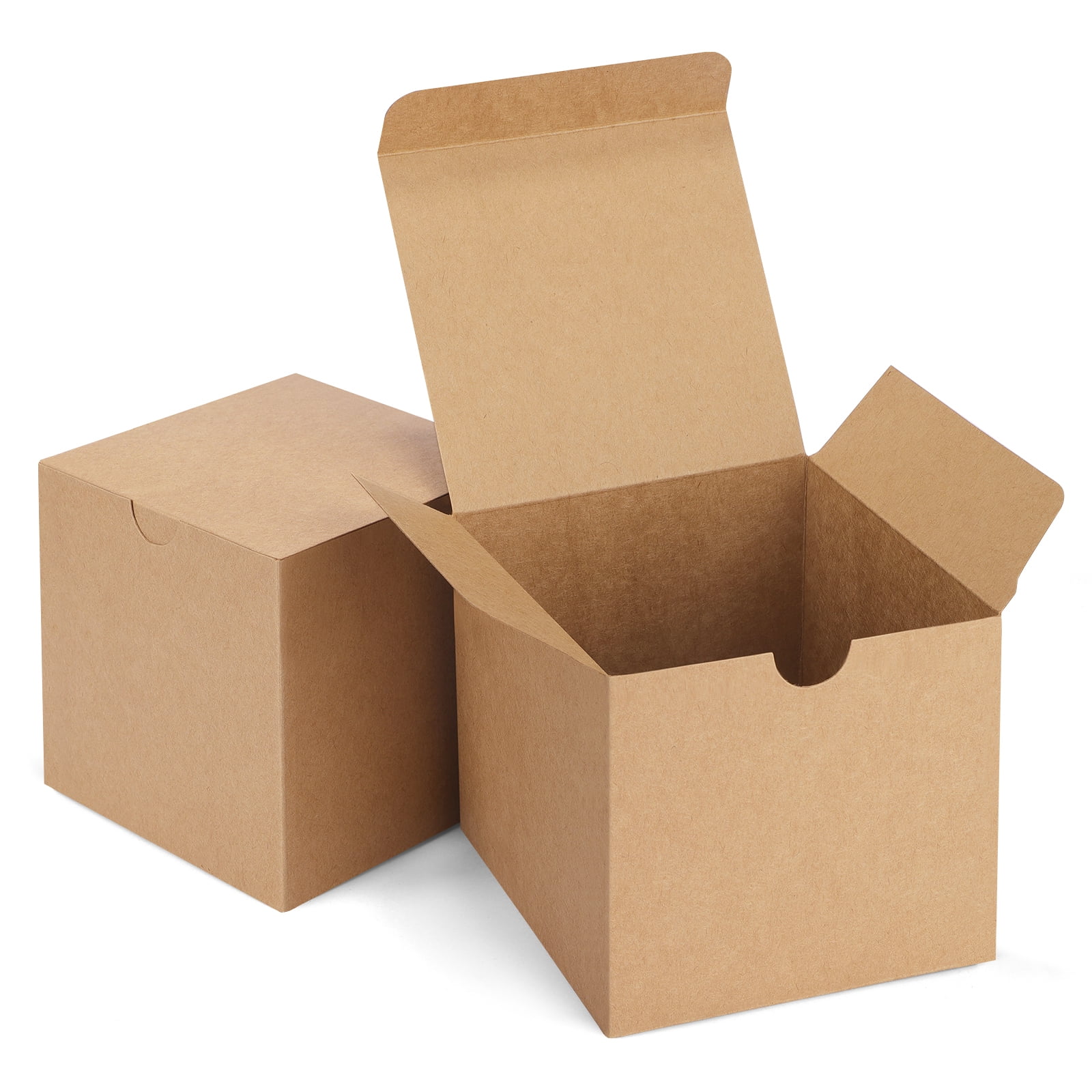 BagDream Gift Boxes 4x4x4 50 Pack Brown Kraft Paper Box with Lids Party ...