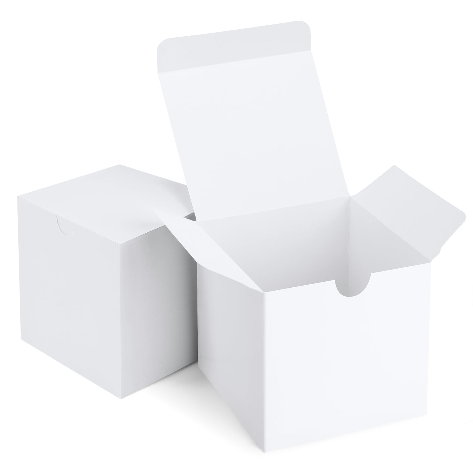 BagDream Gift Boxes 4x4x4 50 Pack White Kraft Paper Box with Lids Party ...