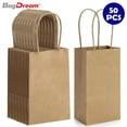 BagDream Small Kraft Paper Bags 50 Pack, Mini Brown Gift Bags with ...
