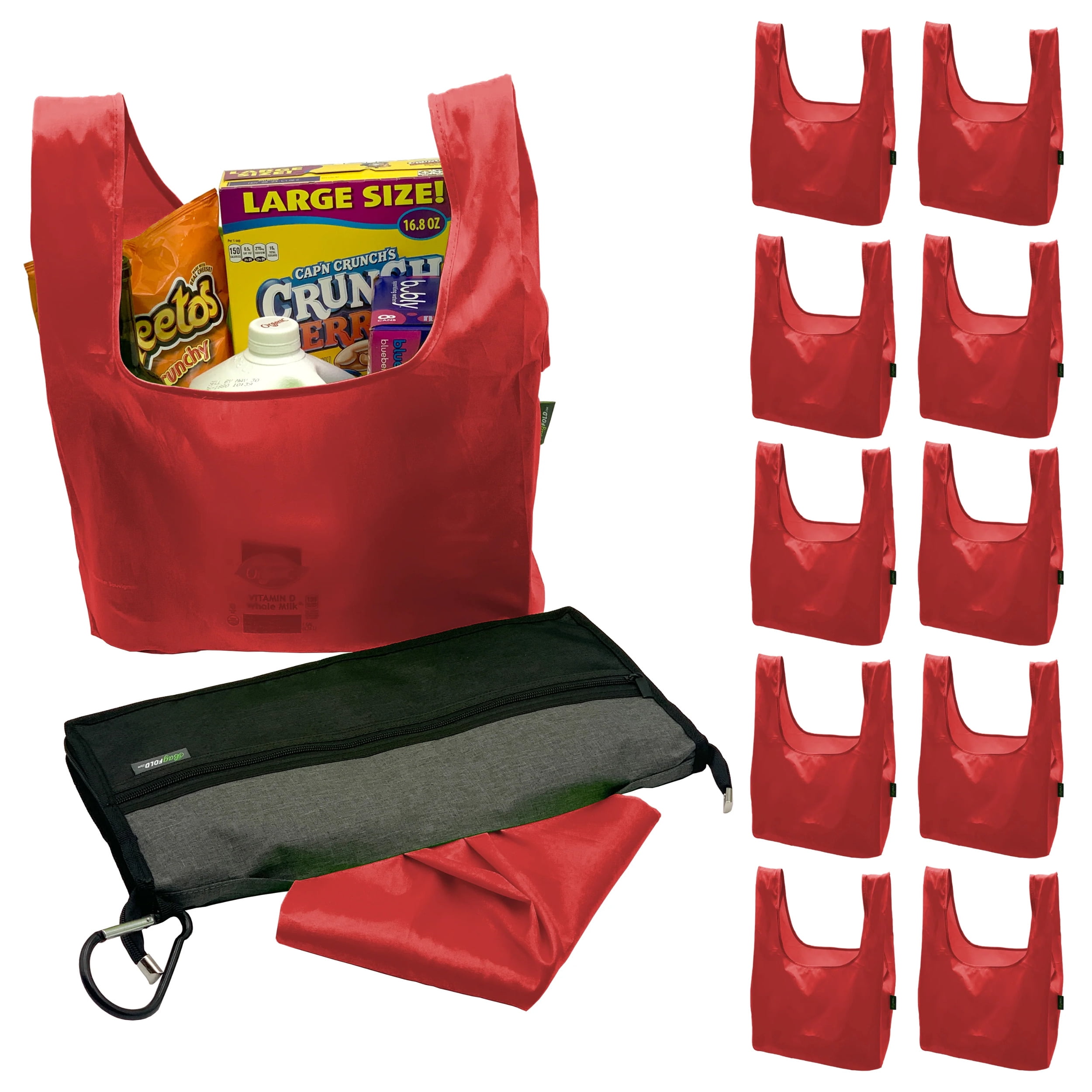 BagFold FAMILY - 10 Reusable Eco-Friendly Grocery Bags For Shopping In ...