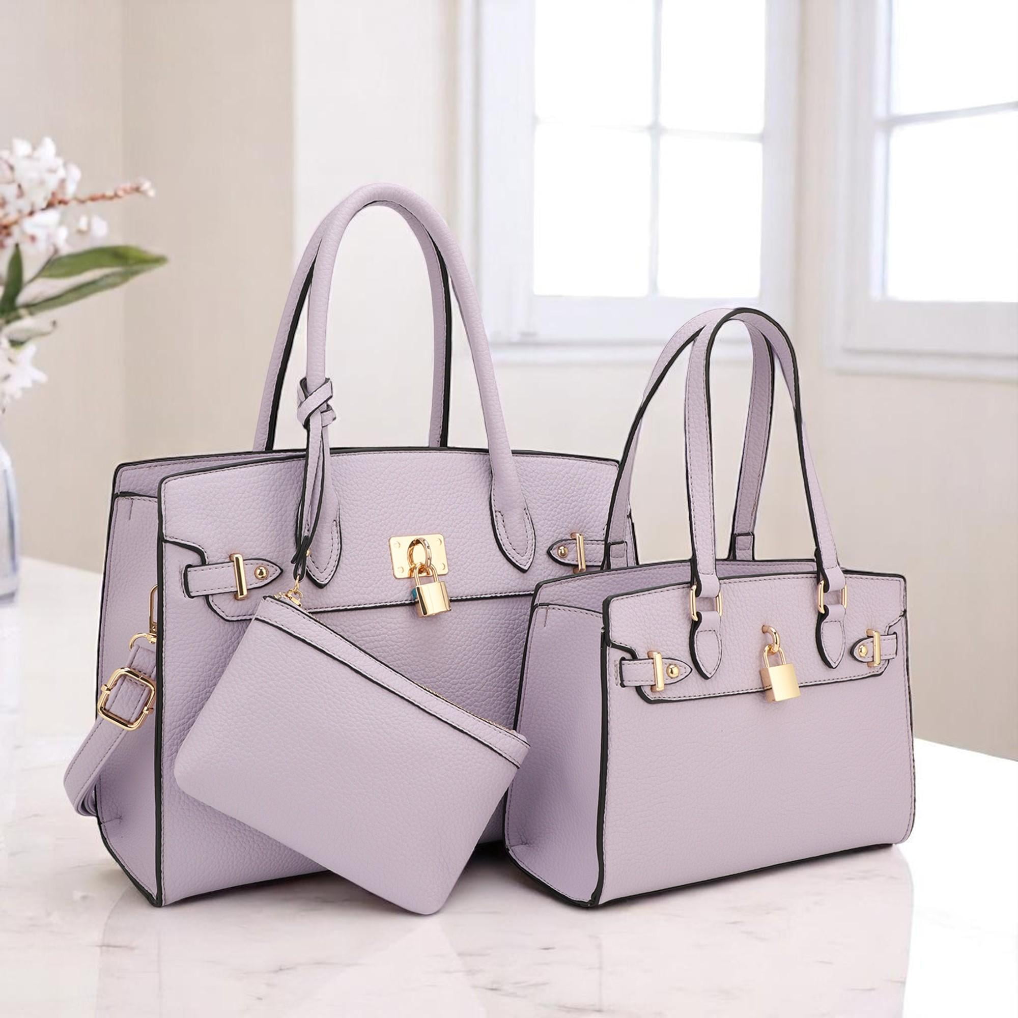 BagParty 3-Piece Vegan Leather Handbag Set, Fashion Tote Bag with ...