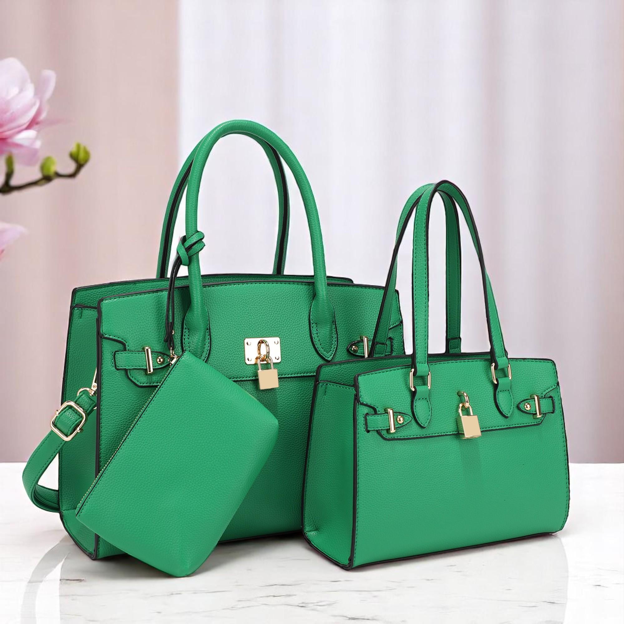 BagParty 3-Piece Vegan Leather Handbag Set, Fashion Tote Bag with ...