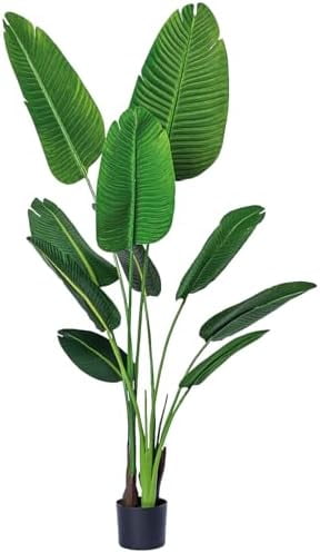 Bagari One 5 Foot Artificial Silk Bird of Paradise Palm Tree Potted ...