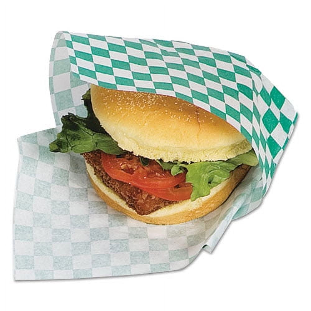 Grease-Resistant Paper Wraps And Liners, 12 X 12, Green Check, 1,000 ...