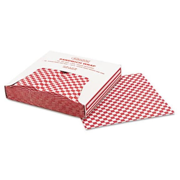 Bgc Grease-Resistant Paper Wrap/Liners, 12 x 12, Red Check, 1000/Box, 5 ...