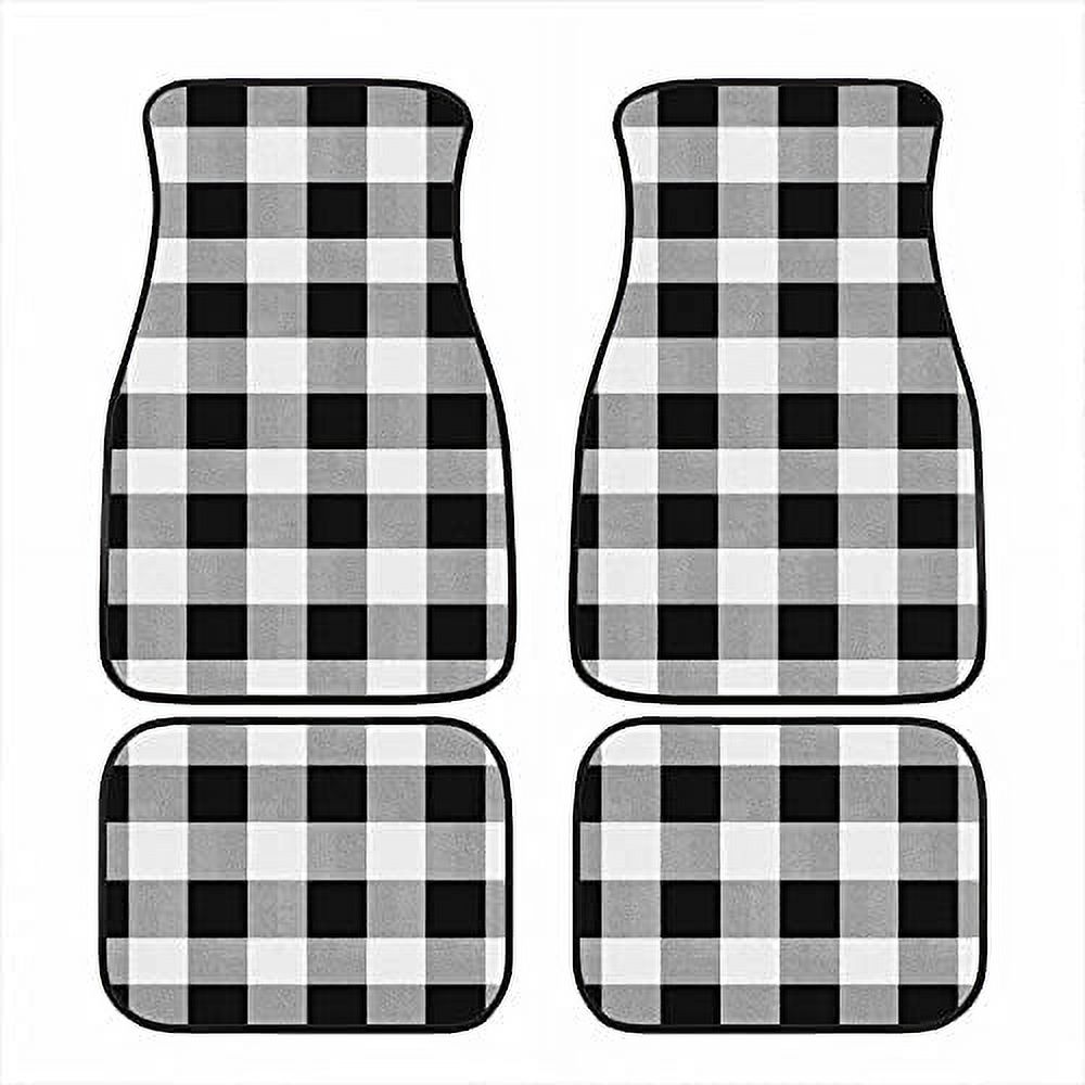 Bagea-Ka Black White Race Checkered Flag Pattern Car Floor Mats 4-Piece ...